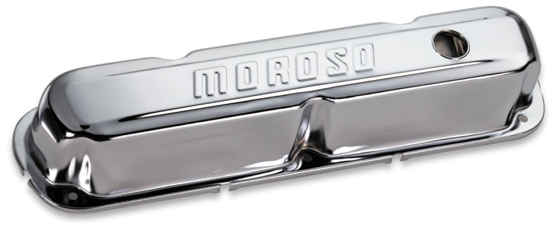 Moroso Mopar 273-360 Valve Cover - w/Baffles - Stamped Steel Chrome Pl