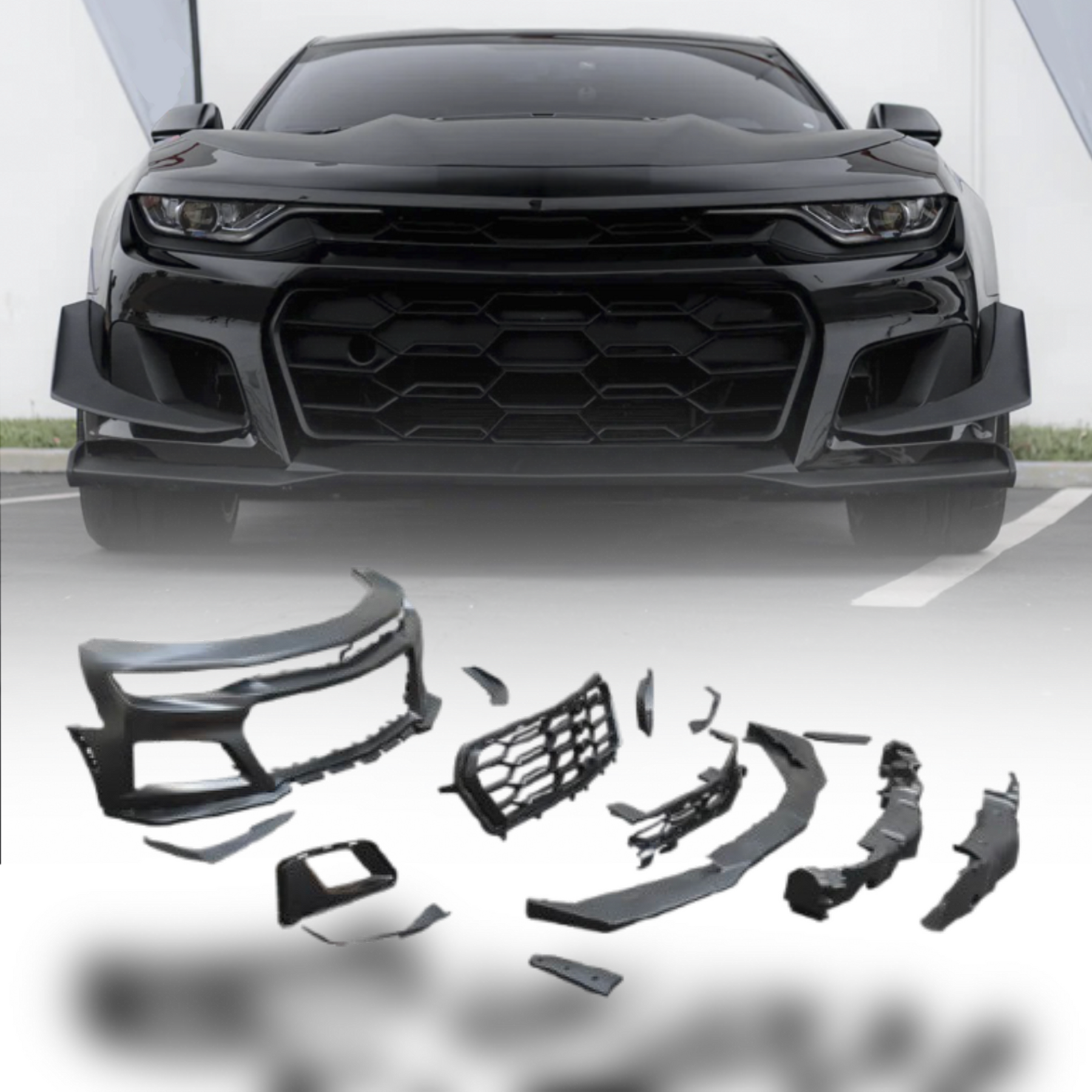 2019-2021 Chevy Camaro ZL1 1LE Front Bumper Conversion 10 PCS Full Kit