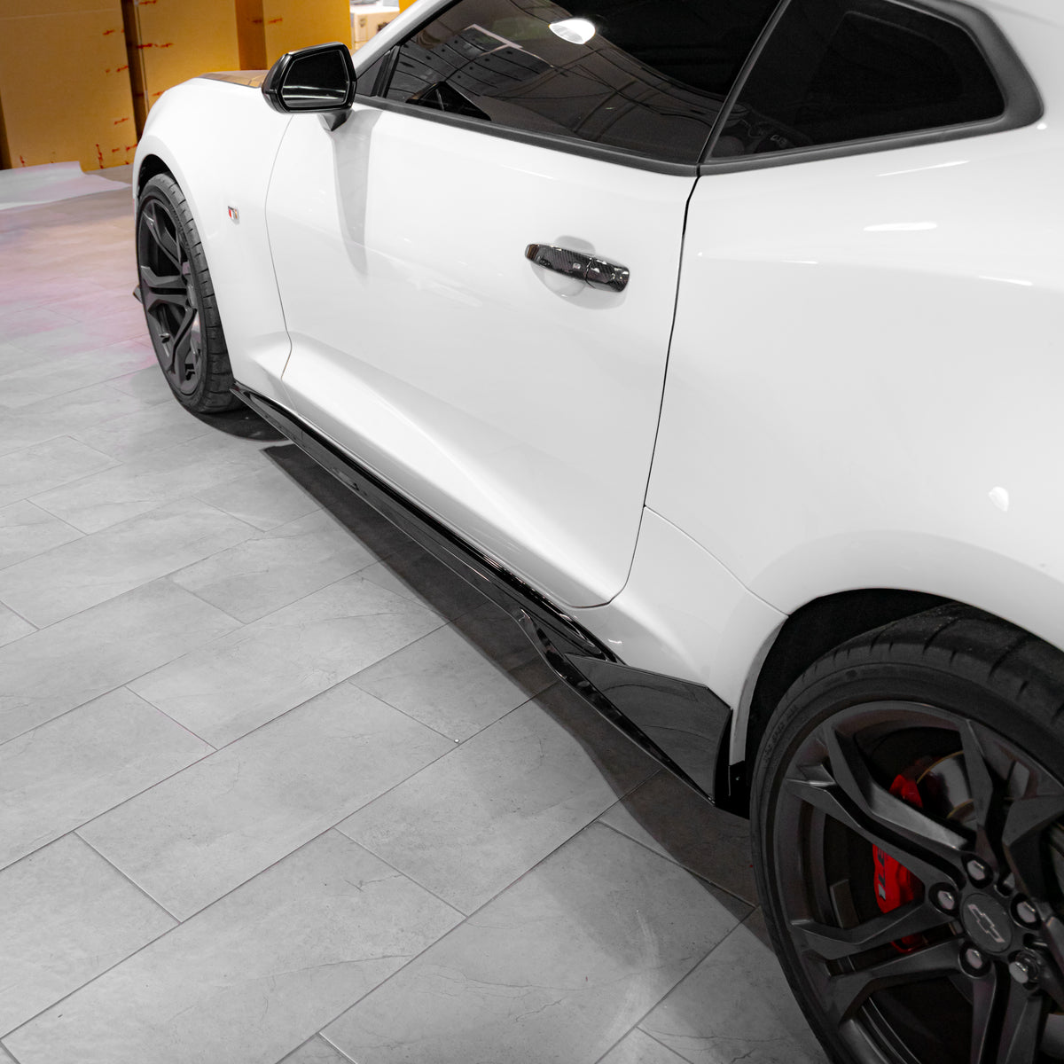 2016-2025 Chevy Camaro Evo Style Gloss Black Side Skirt Rockers SS/RS/