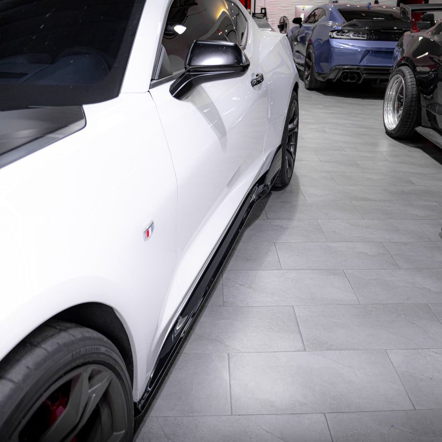 2016-2025 Chevy Camaro Evo Style Gloss Black Side Skirt Rockers SS/RS/
