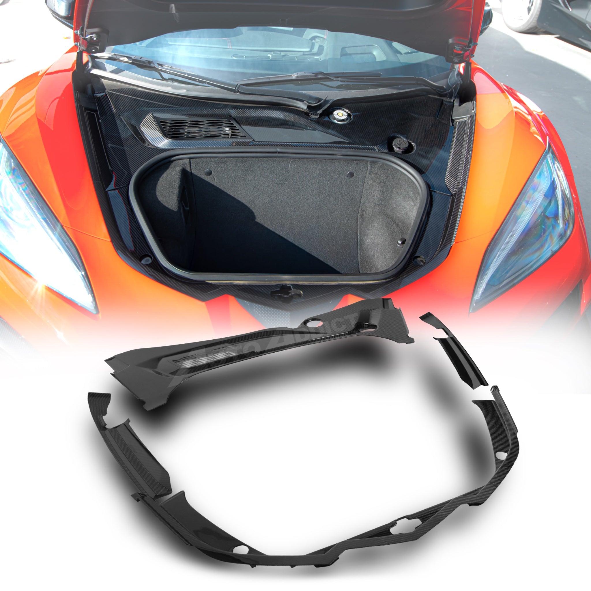 2020-2026 Corvette C8 Carbon Fiber Pre-Preg Front Frunk Surround Trim