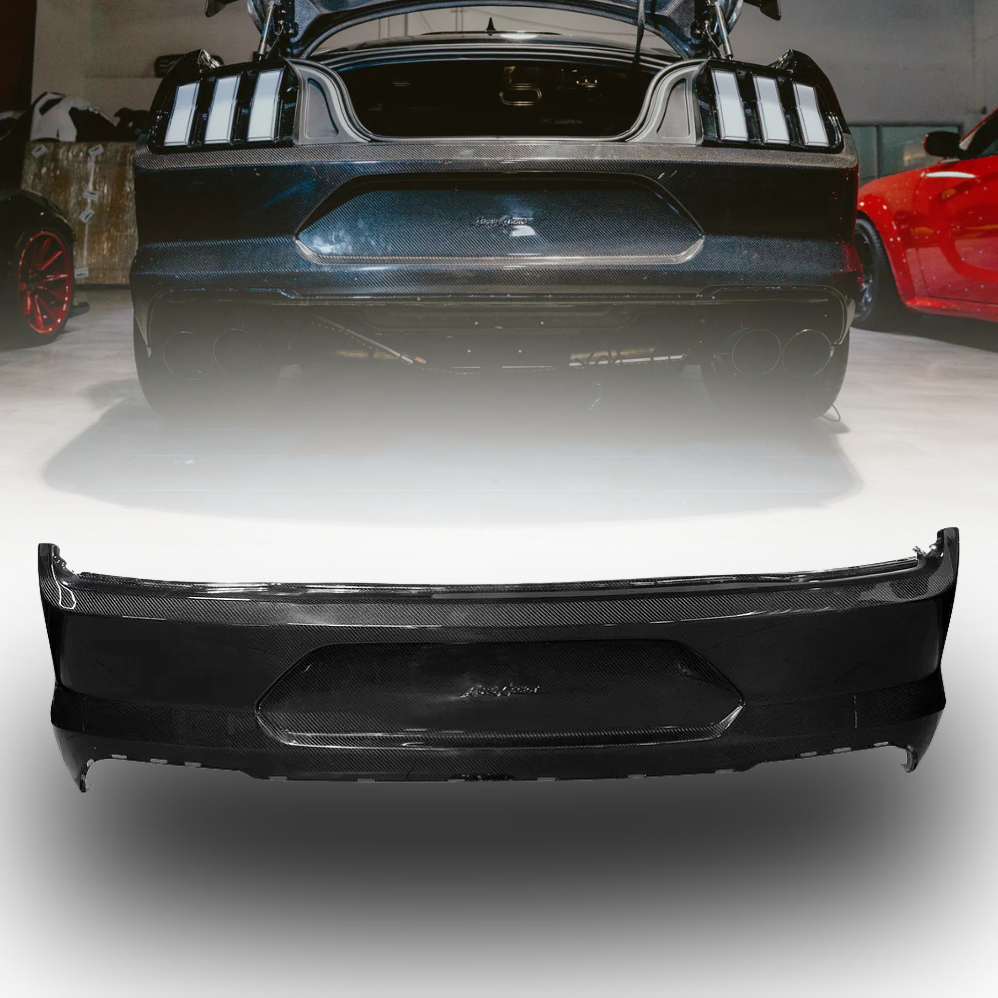 2015-2023 Ford Mustang GT500 Style Double Sided Full Carbon Fiber Trac