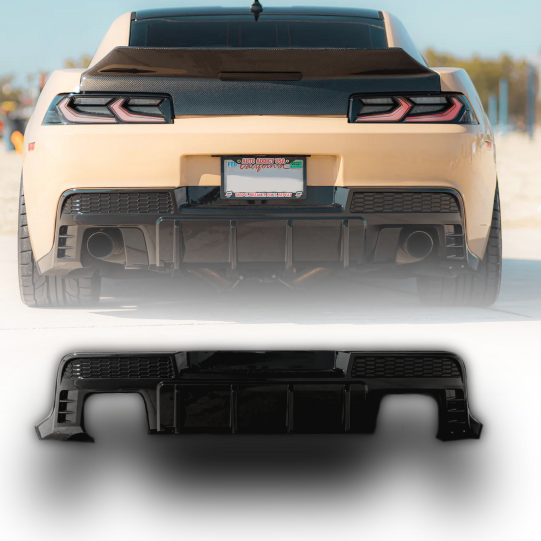 2014-2015 Chevy Camaro Evo Style Shark Fins Rear Diffuser Quad/Single